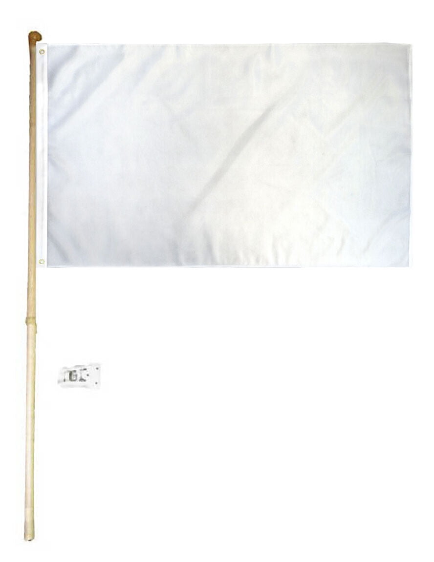 5' Wood Flag Pole Kit Wall Mount Bracket 3x5 White Solid Color ...