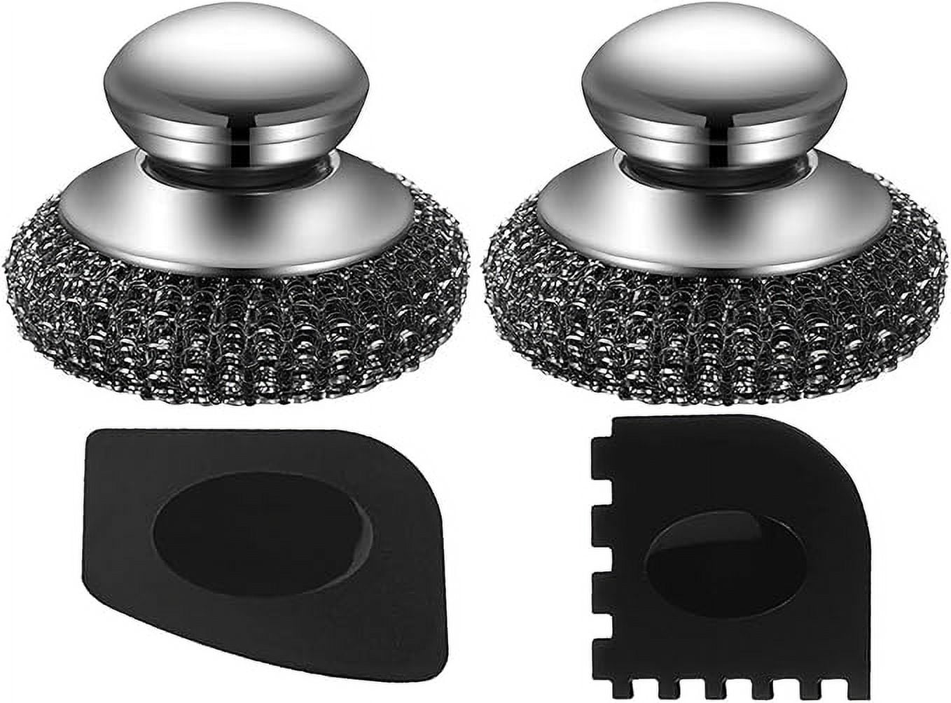 Onewly 2Pack Steel Wool Scrubber with 2 Scraper, Stainless Steel ...