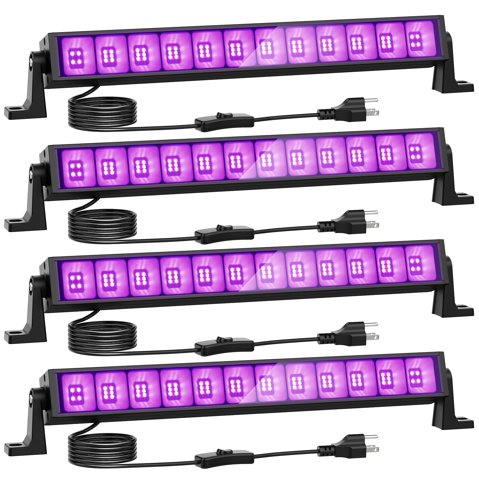 Onforu 4 Pack 42W LED Black AIS1 Lights, Blacklight Bars with Plug and ...