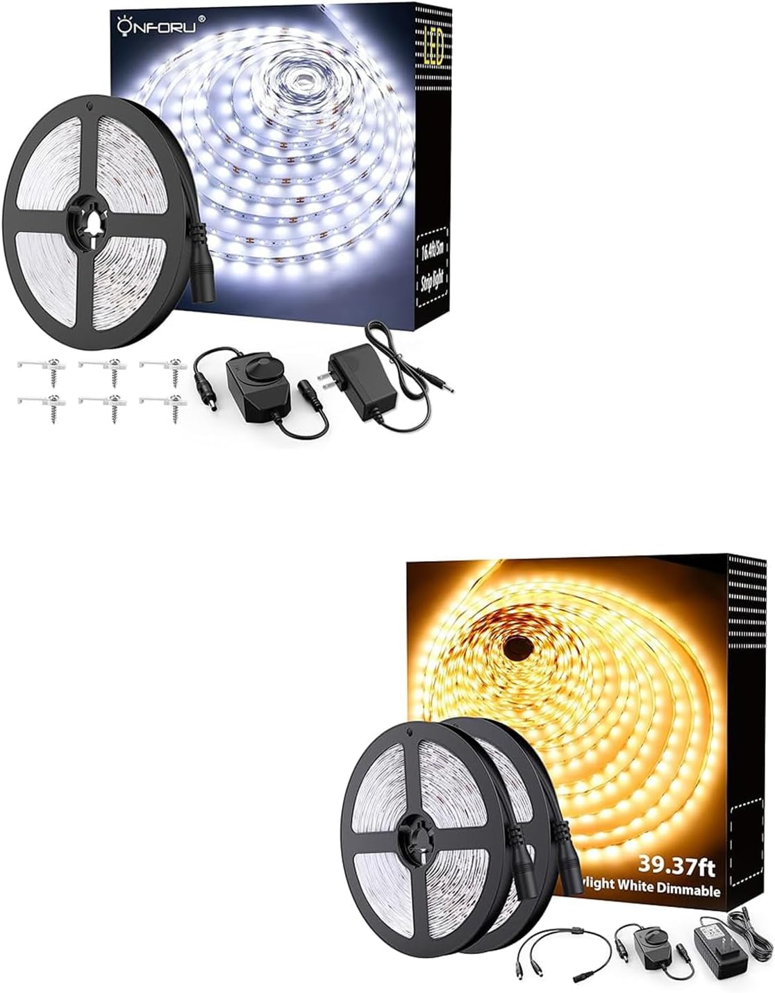 Onforu LED Strip Lights,16.4ft+39.37ft Dimmable LED Tape Light,Warm ...