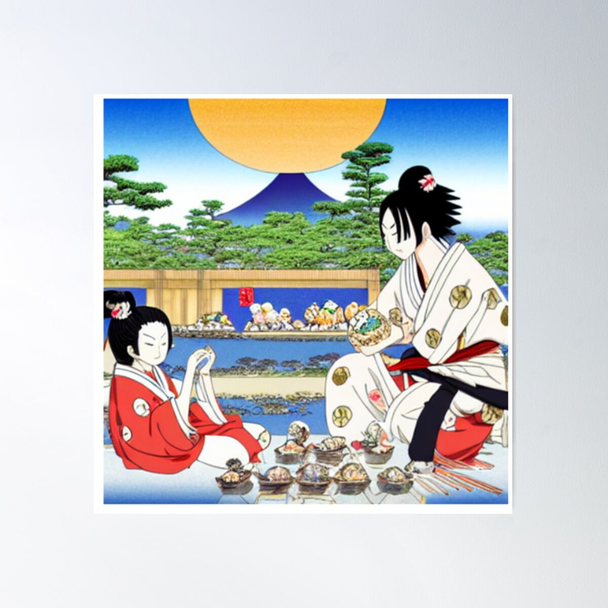 Onigiri Making Poster Wall Art, Modern Wall Decor For Living Room ...
