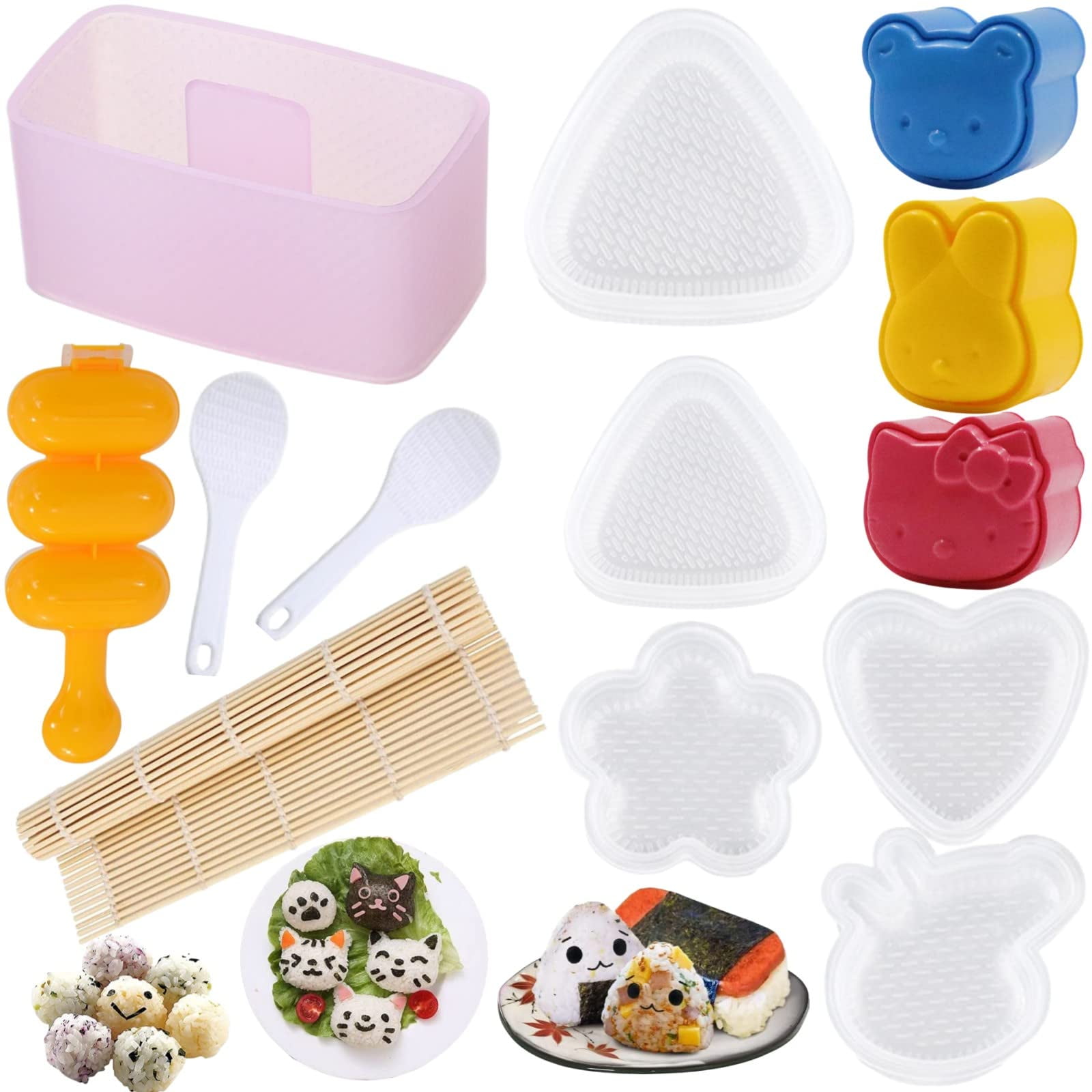 Onigiri Mold Set 13pcs Sushi Making Kit with Musubi Press Rice Ball ...