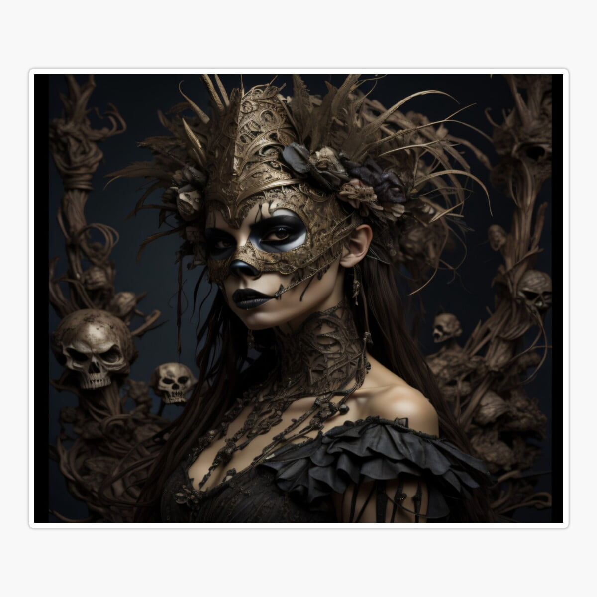 Onim #10 Gothic Macabre Masquerade Sticker, Phone Decal Water Bottle ...