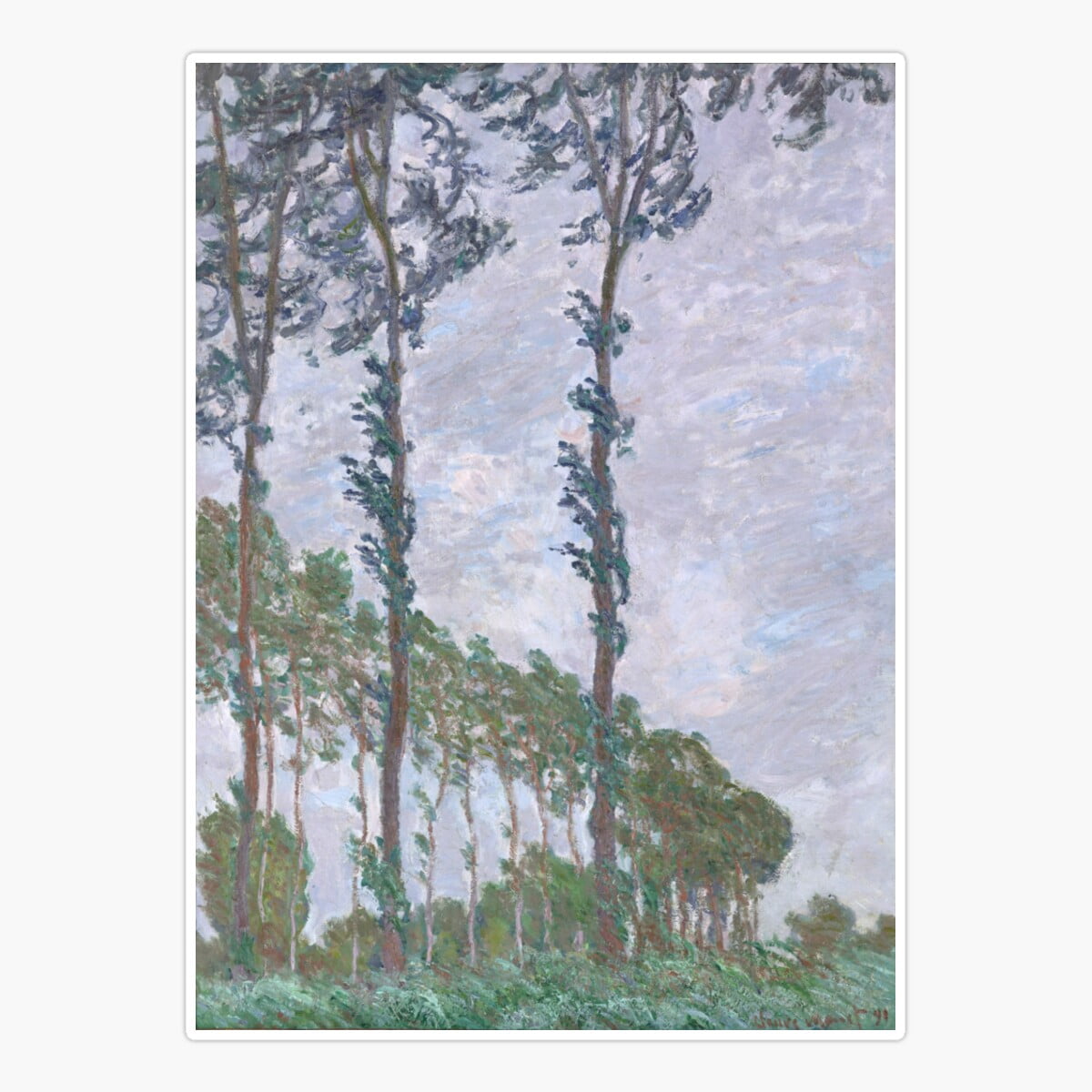 Onim 1891 - Claude Monet - Wind Effect, Series Of The Poplars Sticker ...