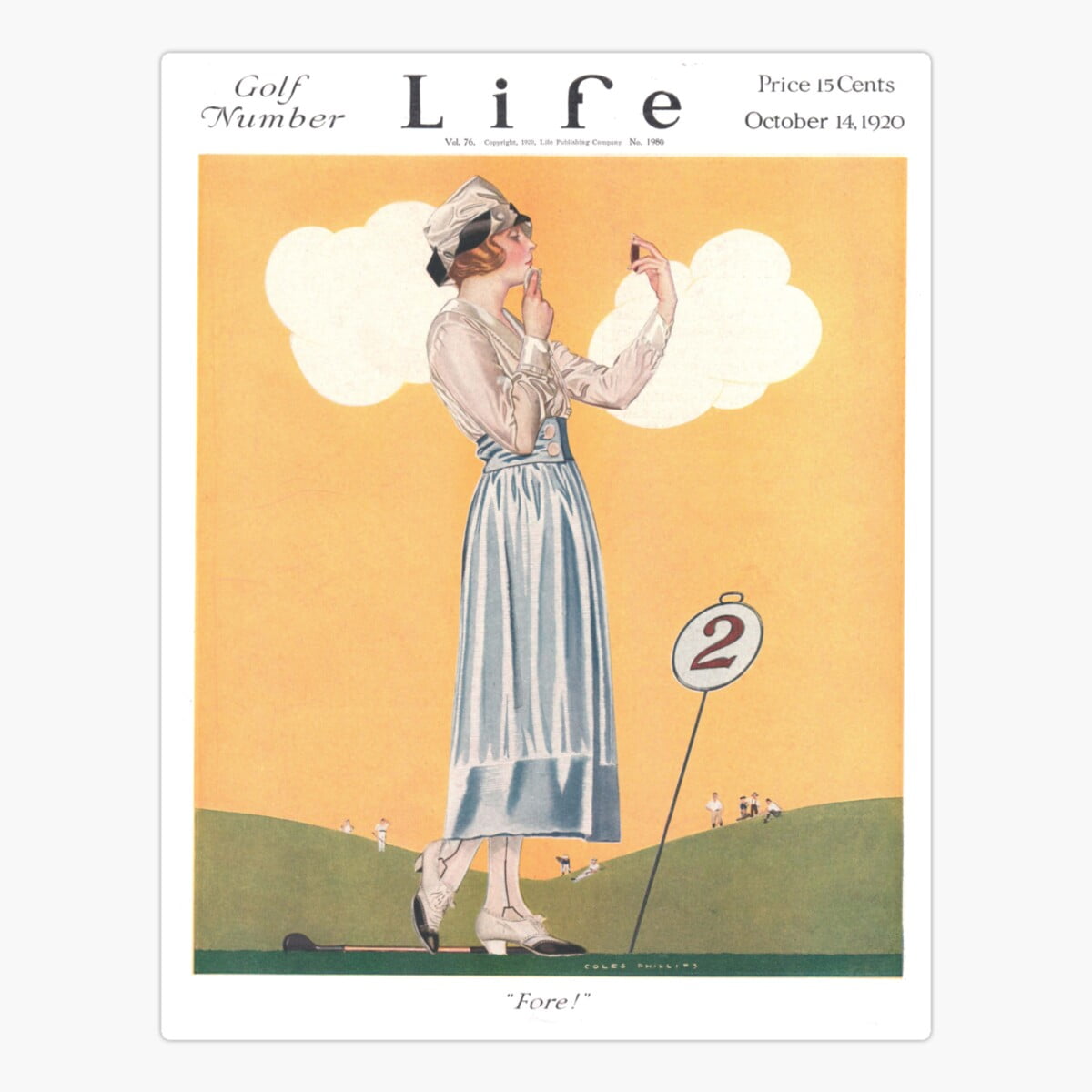 Onim 1920 Life Cover, Woman Playing Golf - Vintage Art Sticker, Phone ...