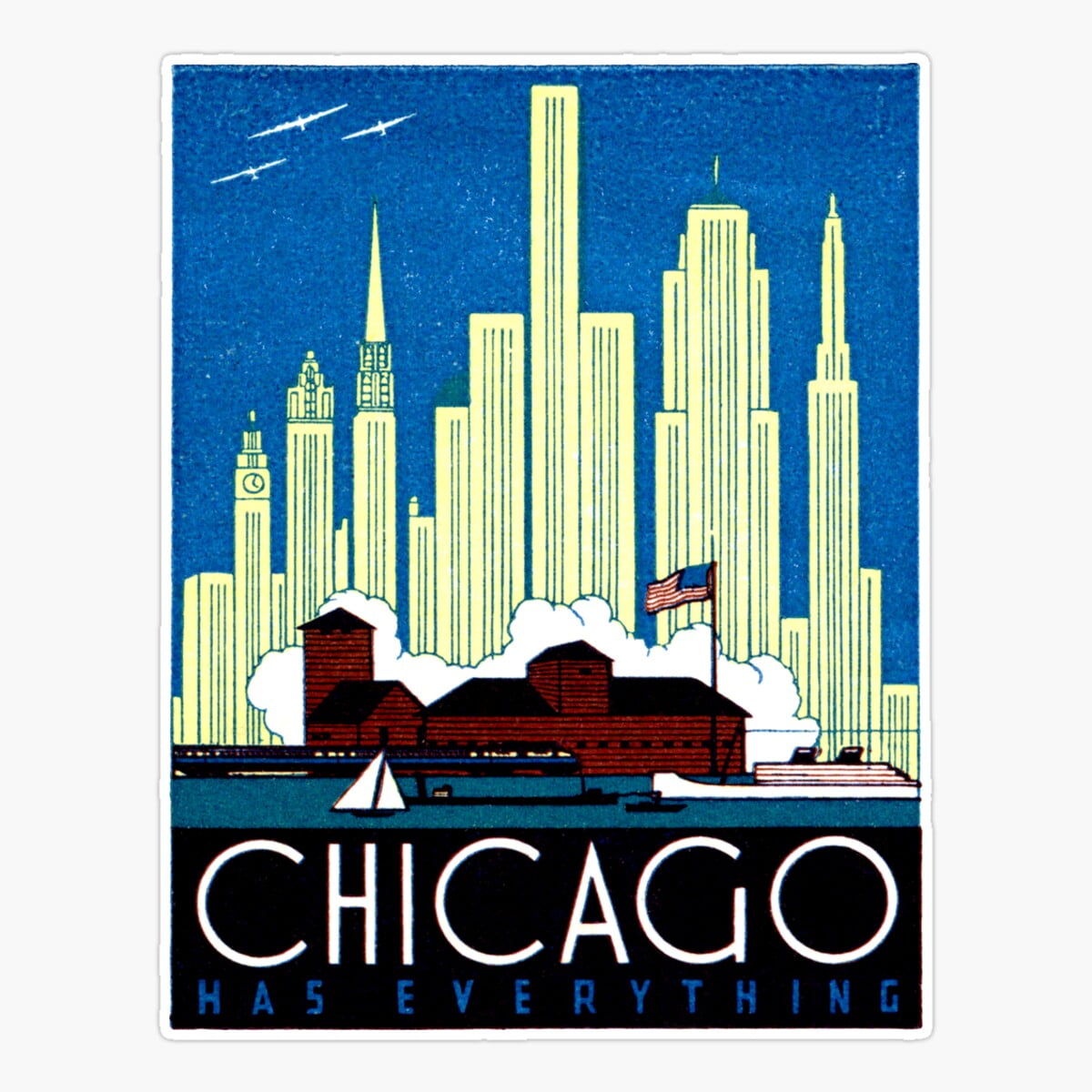 Onim 1930 Chicago Has Everything Sticker, Phone Decal Water Bottle ...