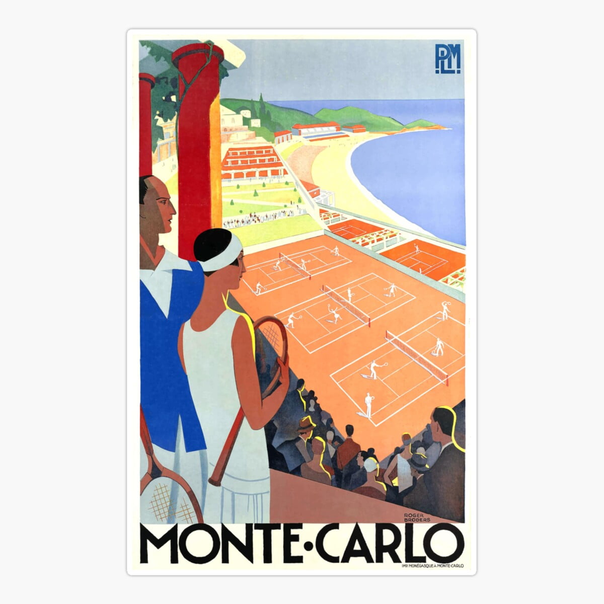 Onim 1930 Monte-Carlo Tennis Monaco Plm Travel Poster Sticker, Phone ...