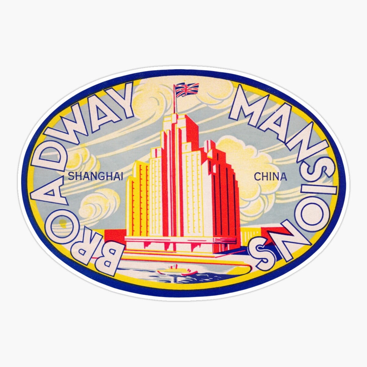 Onim 1930'S Broadway Mansions Shanghai China Sticker, Phone Decal Water ...