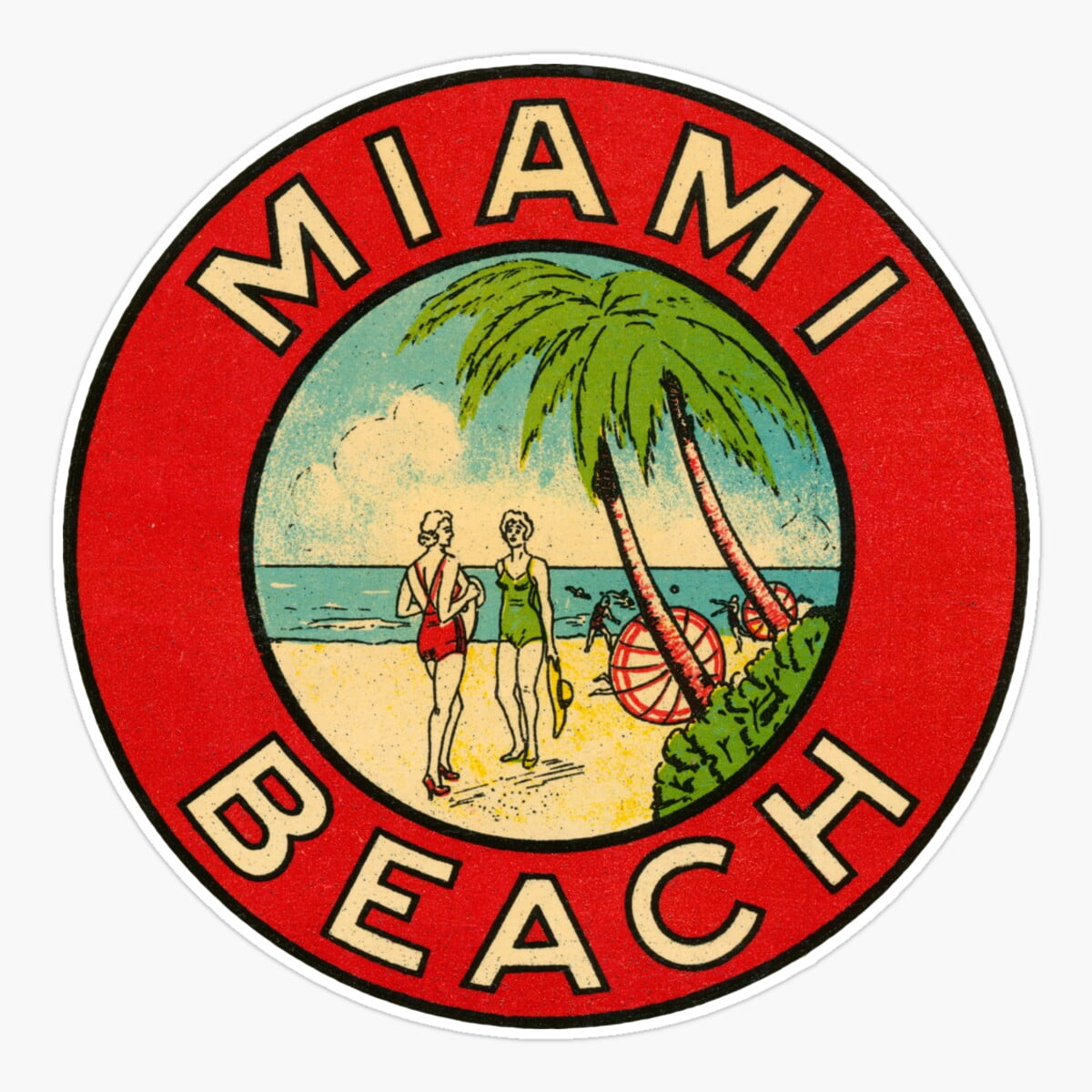Onim 1930'S Miami Beach Florida Sticker, Phone Decal Water Bottle ...
