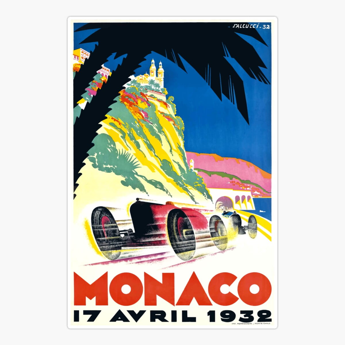 Onim 1932 Monaco Grand Prix Automobile Race Poster Sticker, Phone Decal ...