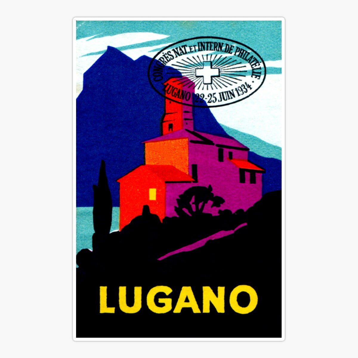 Onim 1934 Lugano Switzerland Sticker, Phone Decal Water Bottle Stickers ...