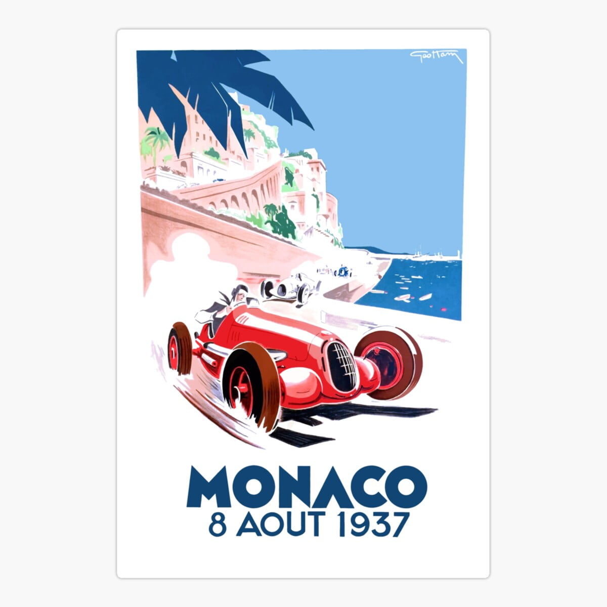 Onim 1937 Monaco Grand Prix Racing Poster Sticker, Phone Decal Water ...