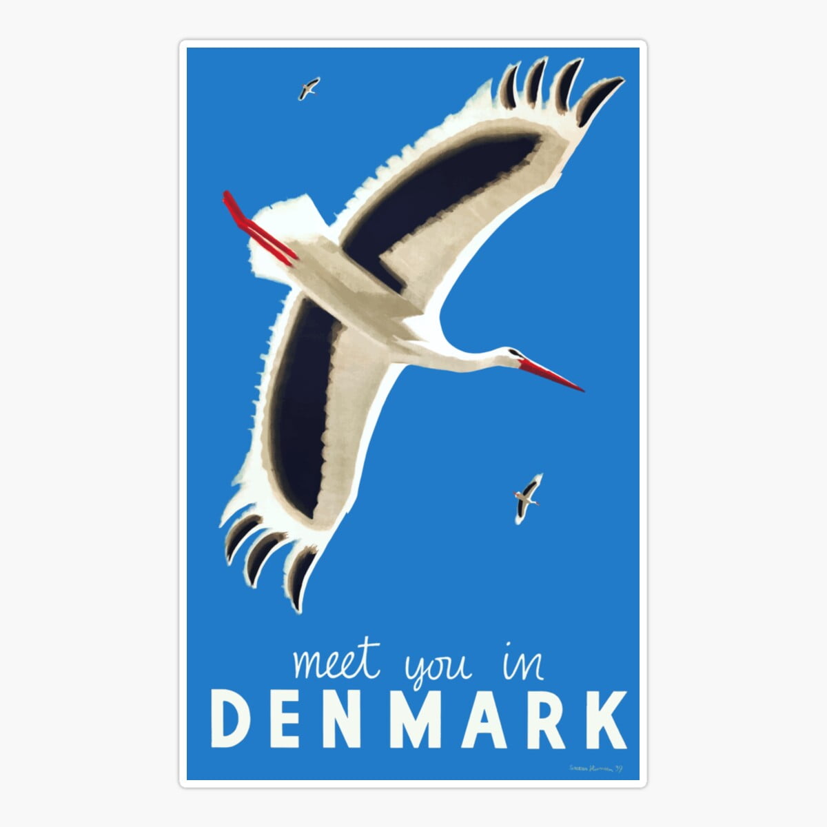Onim 1939 Meet You In Denmark Travel Poster Sticker, Phone Decal Water ...