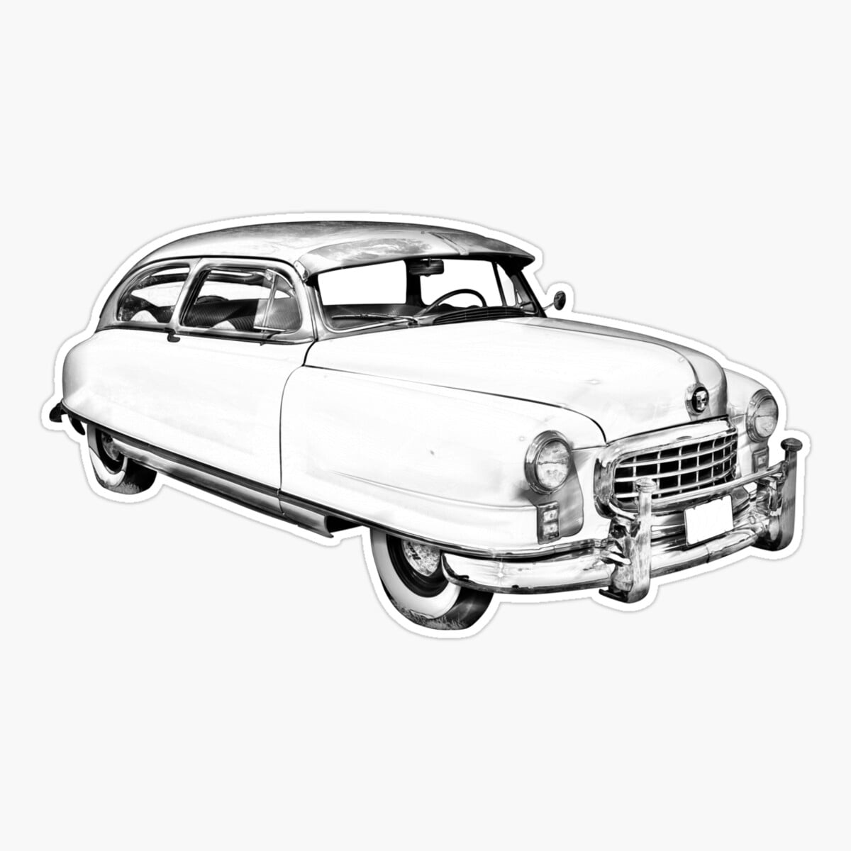 Onim 1950 Nash Ambassador Car Illustration Sticker, Phone Decal Water ...