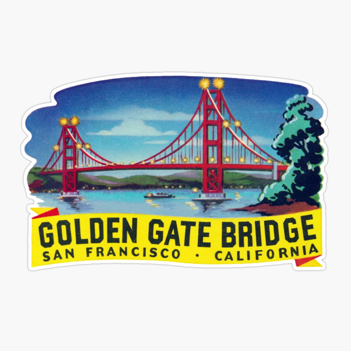 Onim 1950S Golden Gate Bridge San Francisco Sticker, Phone Decal Water ...