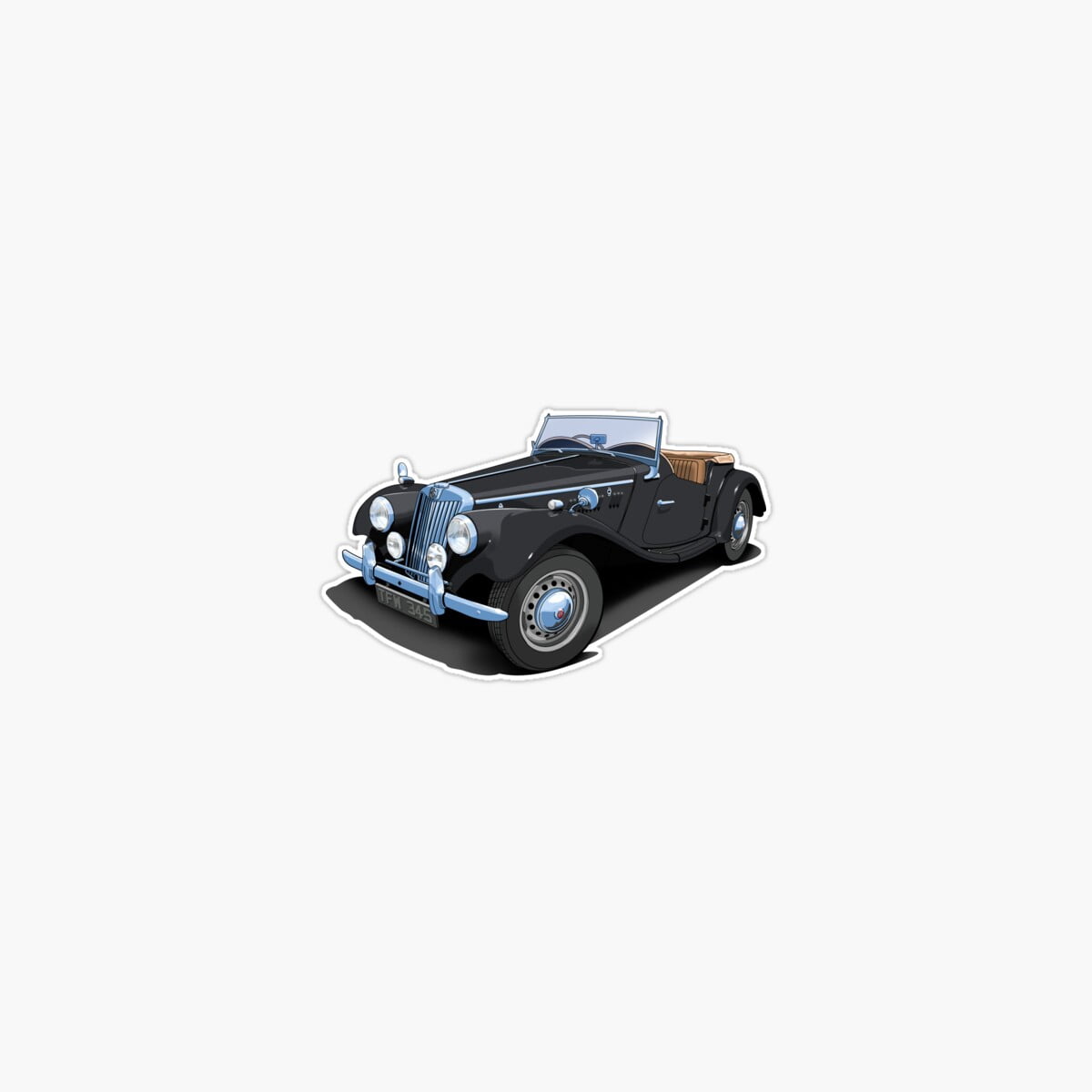 Onim 1954 Mg Tf In Black Sticker, Phone Decal Water Bottle Stickers Car ...