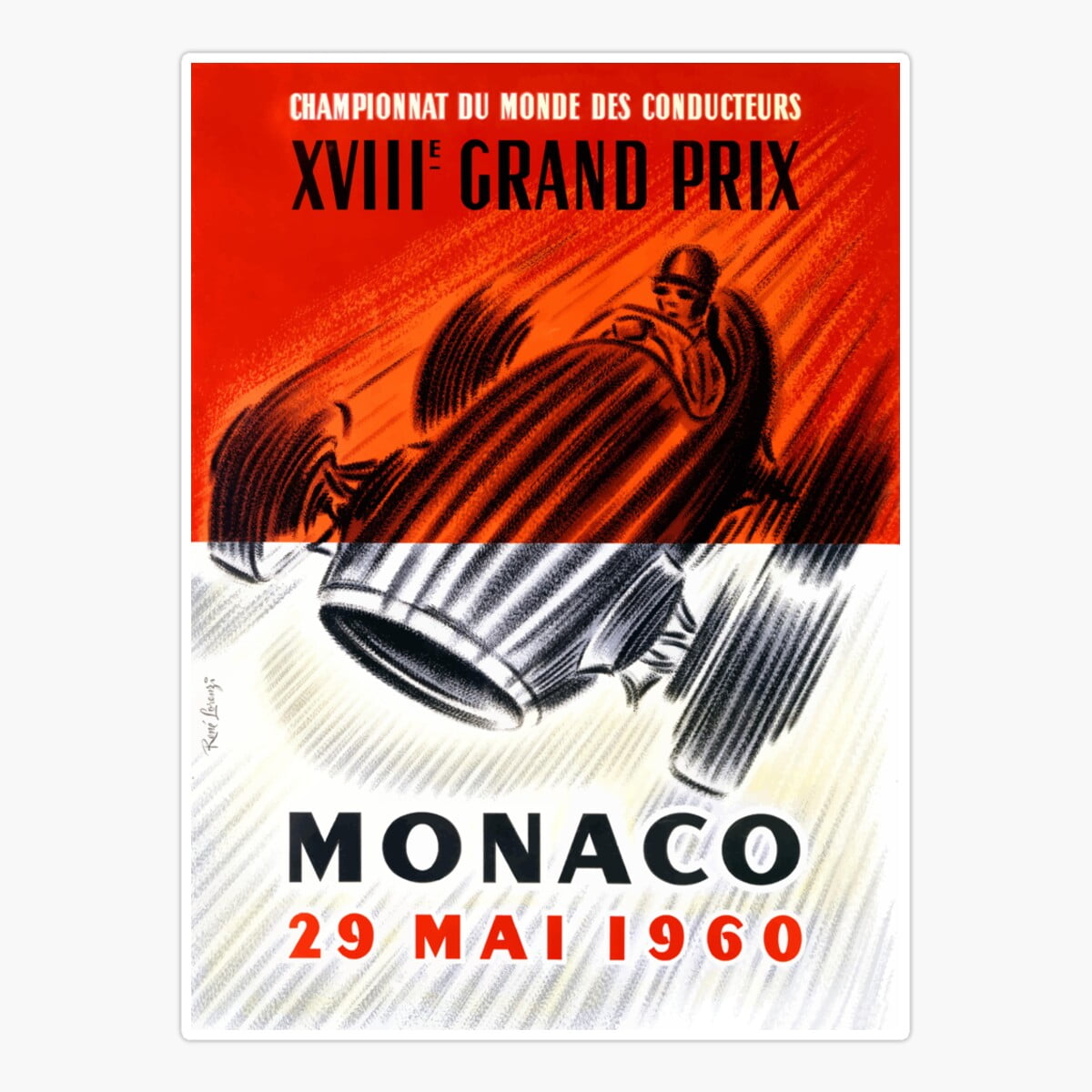Onim 1960 Monaco Grand Prix Automobile Racing Poster Sticker, Phone ...