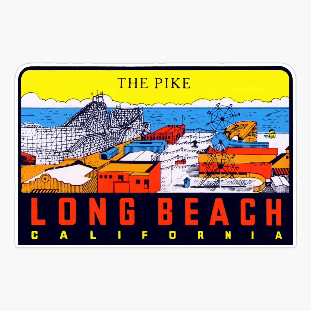 Onim 1960S Long Beach California Sticker, Phone Decal Water Bottle ...