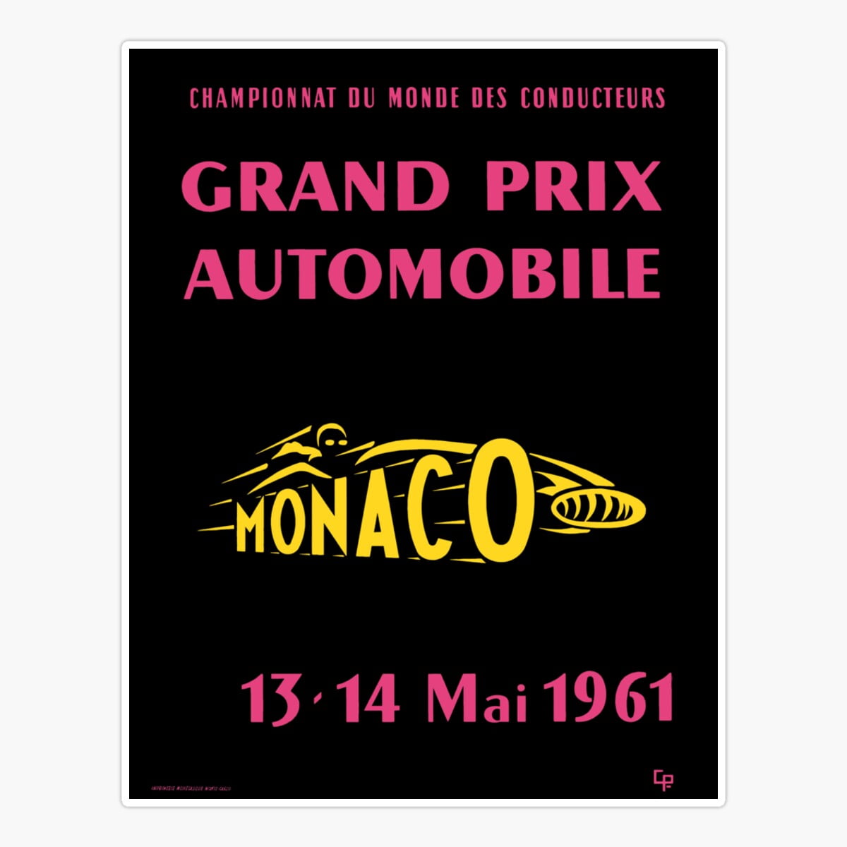 Onim 1961 Monaco Grand Prix Racing Poster Sticker, Phone Decal Water ...