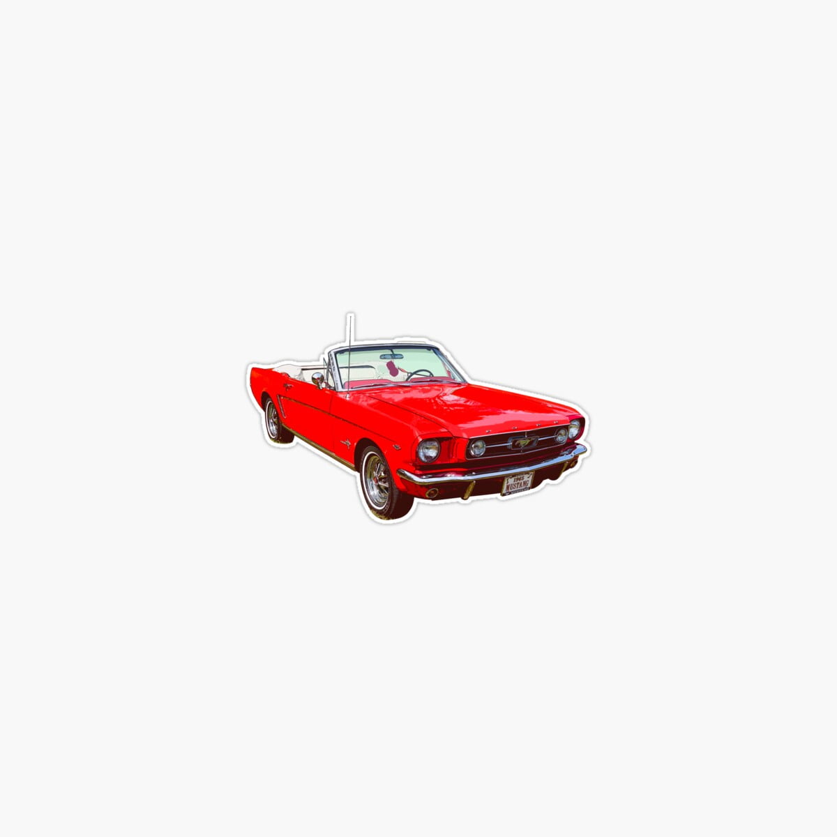Onim 1965 Red Ford Mustang Convertible Sticker, Phone Decal Water ...