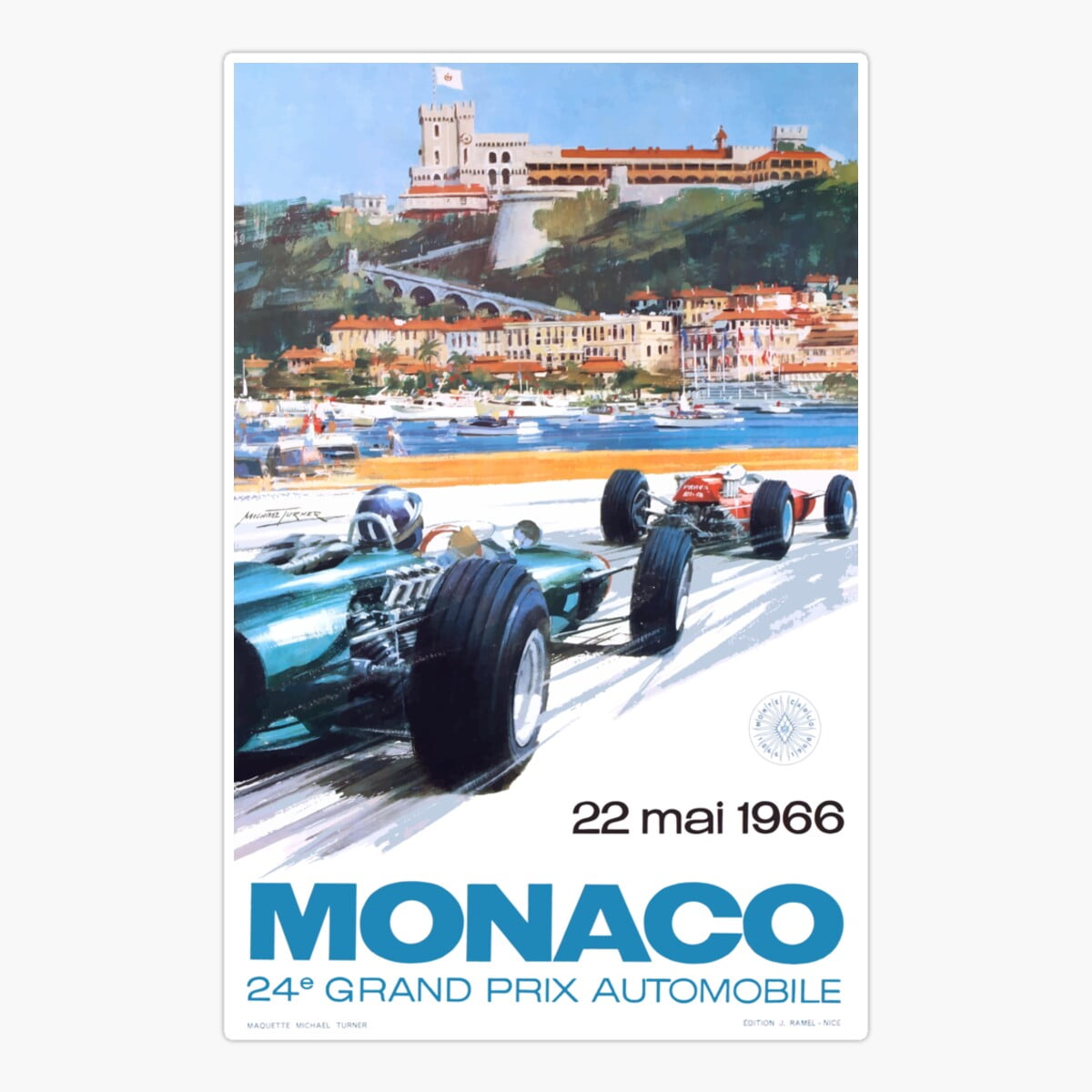 Onim 1966 Monaco Grand Prix Racing Poster Sticker, Phone Decal Water ...