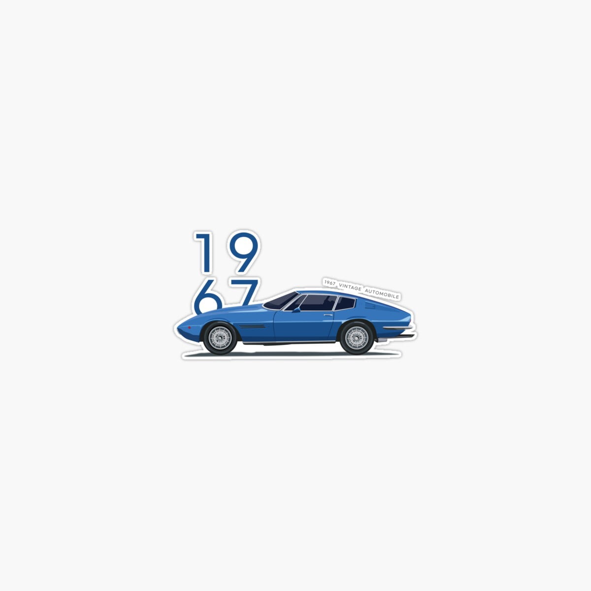 Onim 1967 Classic Blue Sports Car Sticker, Phone Decal Water Bottle ...