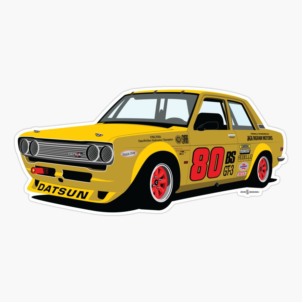 Onim 1969 Datsun 510 Racer Sticker, Phone Decal Water Bottle Stickers ...