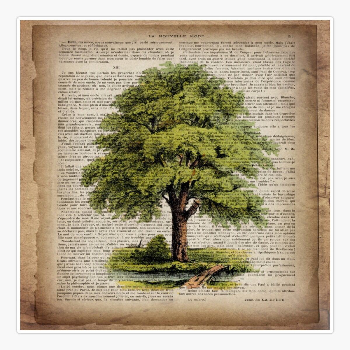 Onim 1980S Hippie Hipster Fashion Botanical Art Vintage Oak Tree ...