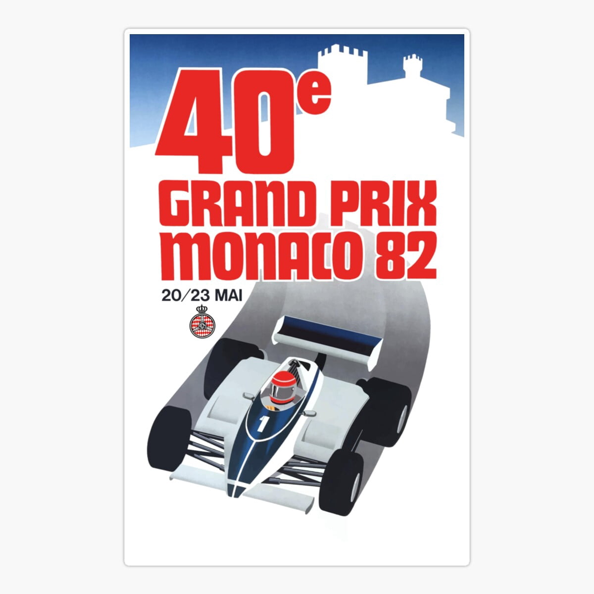 Onim 1982 Monaco Grand Prix Racing Poster Sticker, Phone Decal Water ...