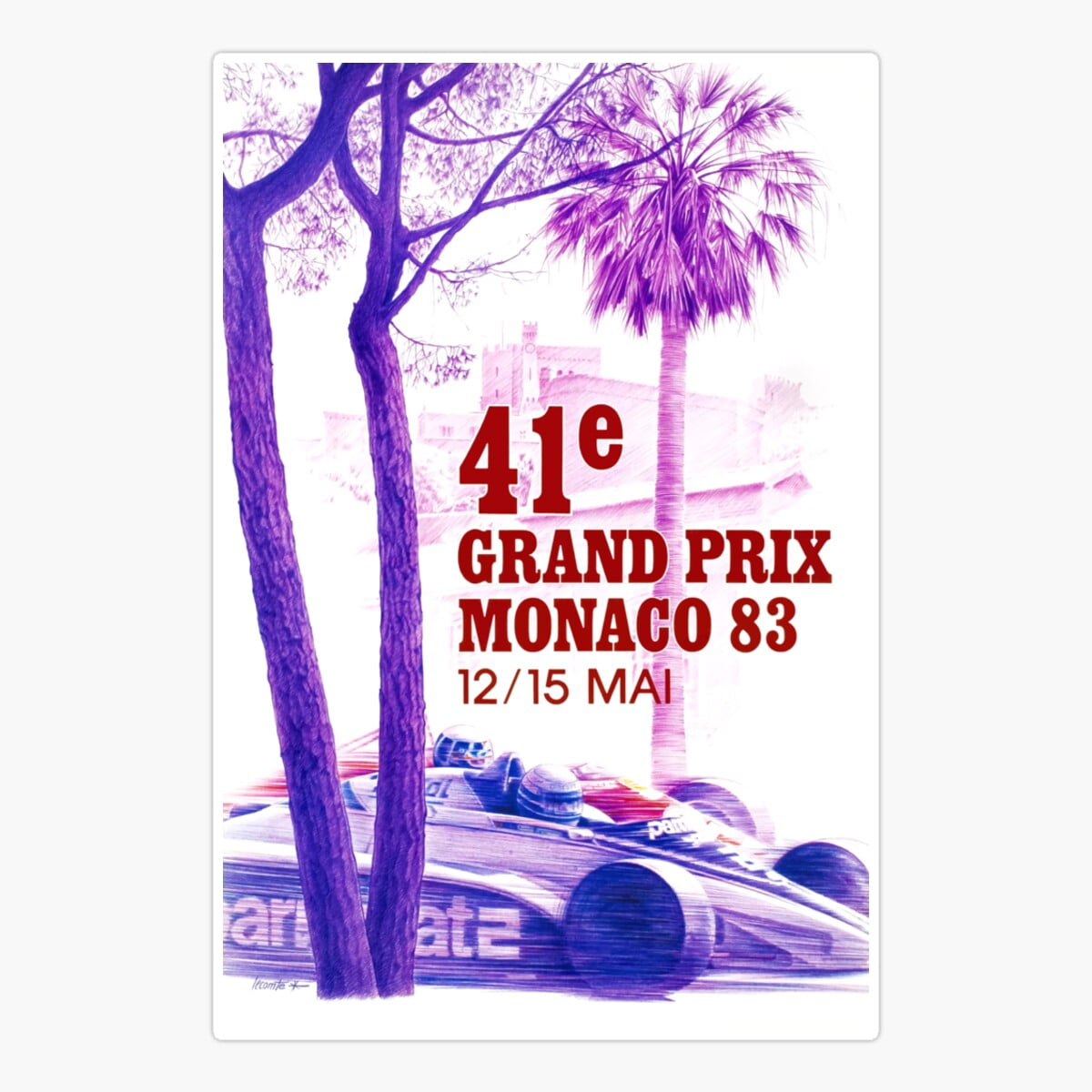 Onim 1983 Monaco Grand Prix Racing Poster Sticker, Phone Decal Water ...