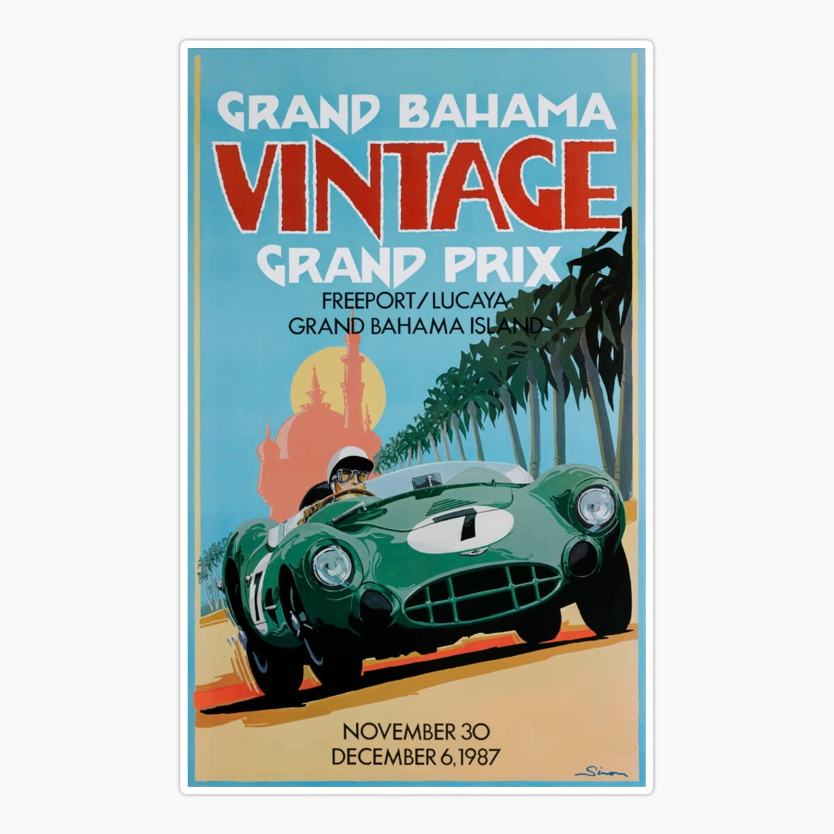 Onim 1987 Grand Bahama Vintage Grand Prix Race Poster Sticker, Phone ...