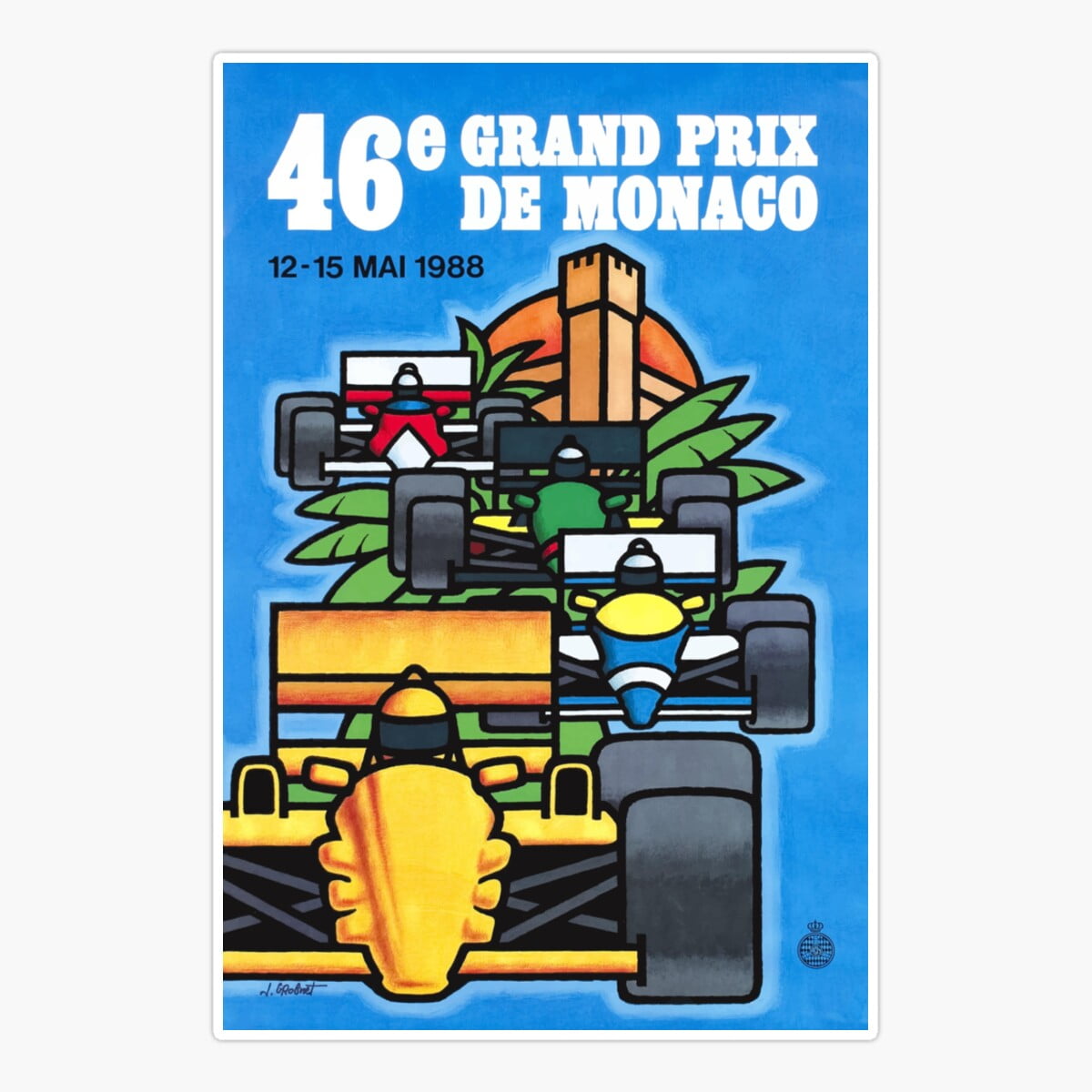 Onim 1988 Monaco Grand Prix Racing Poster Sticker, Phone Decal Water ...