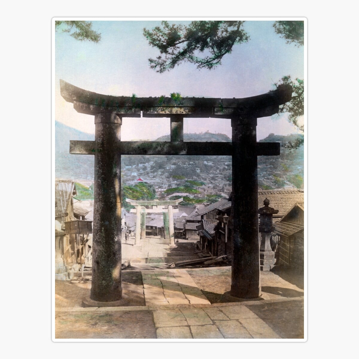 Onim 19Th C. Osuwa Temple Gate Of Nagasaki Japan Sticker, Phone Decal ...