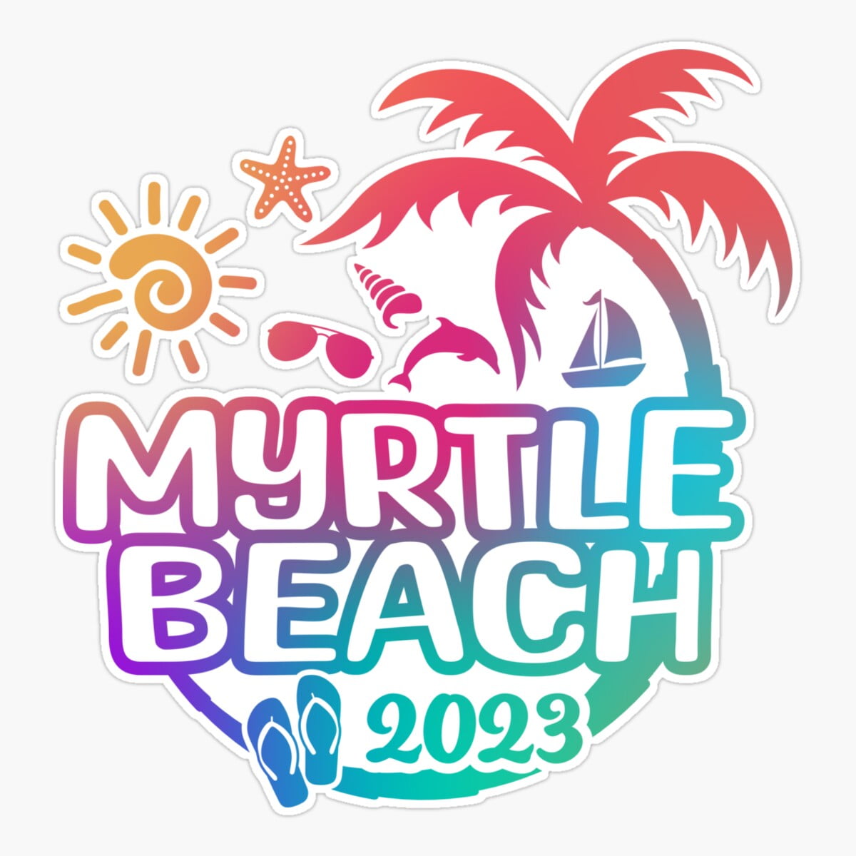 Onim 2023 Myrtle Beach Sc Vacation Or Trip Sticker, Phone Decal Water ...