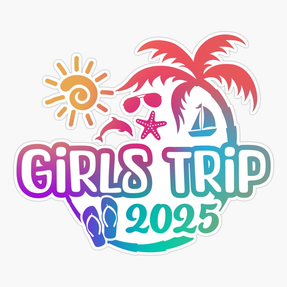 Onim 2025 Girls Trip Vacation Or Trip Design Sticker, Phone Decal Water ...