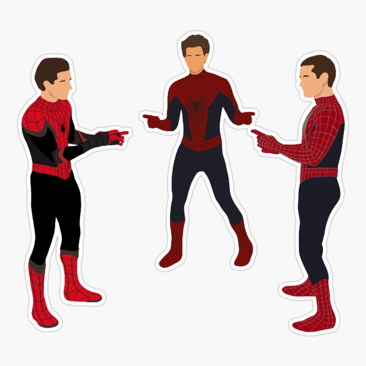 Onim 3 Spideys Pointing Meme Sticker, Phone Decal Water Bottle Stickers ...