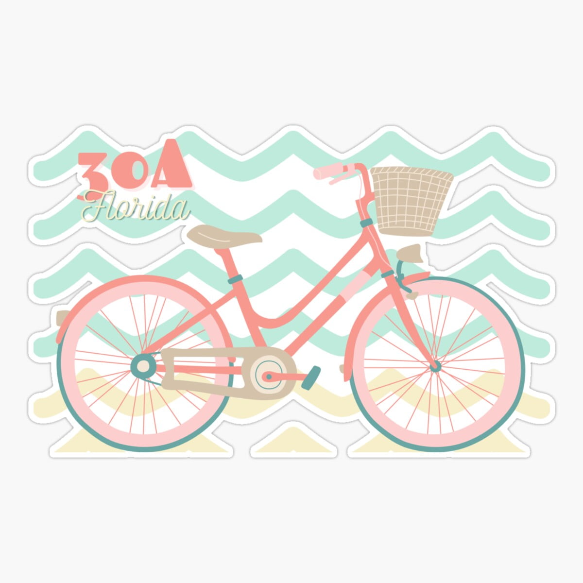 Onim 30A Florida Beach Bike Sticker, Phone Decal Water Bottle Stickers ...