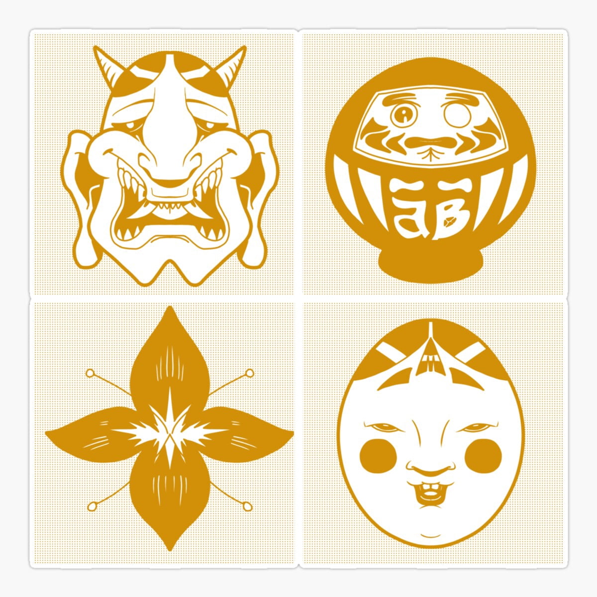 Onim 4 Japanese Patterns Sticker, Phone Decal Water Bottle Stickers Car ...