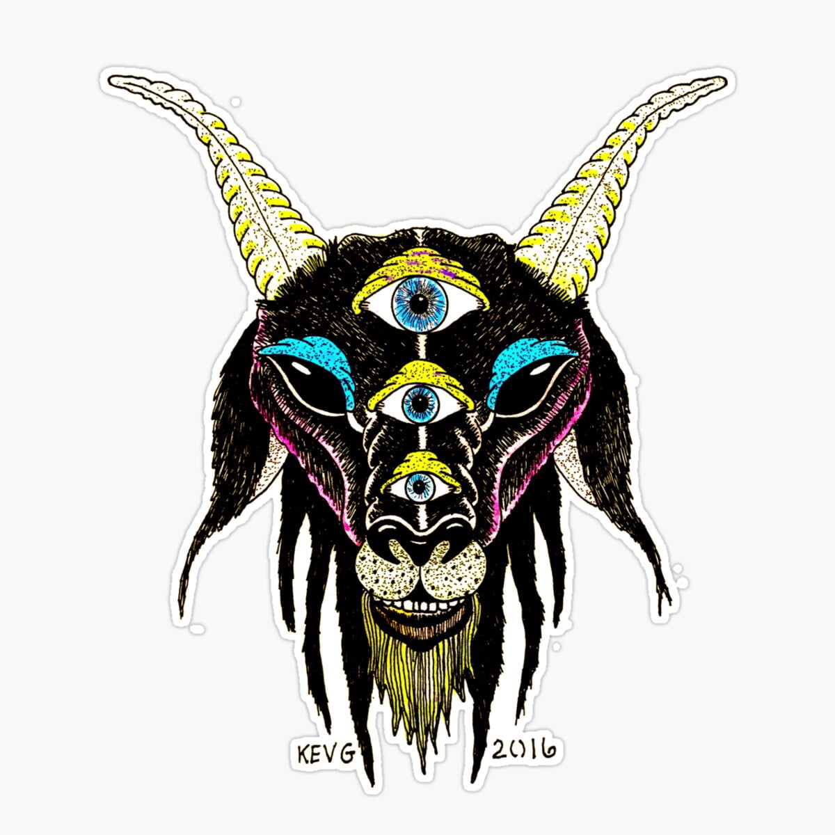 Onim 5 Eyes Of The Devil - Art By Kev G Sticker, Phone Decal Water ...