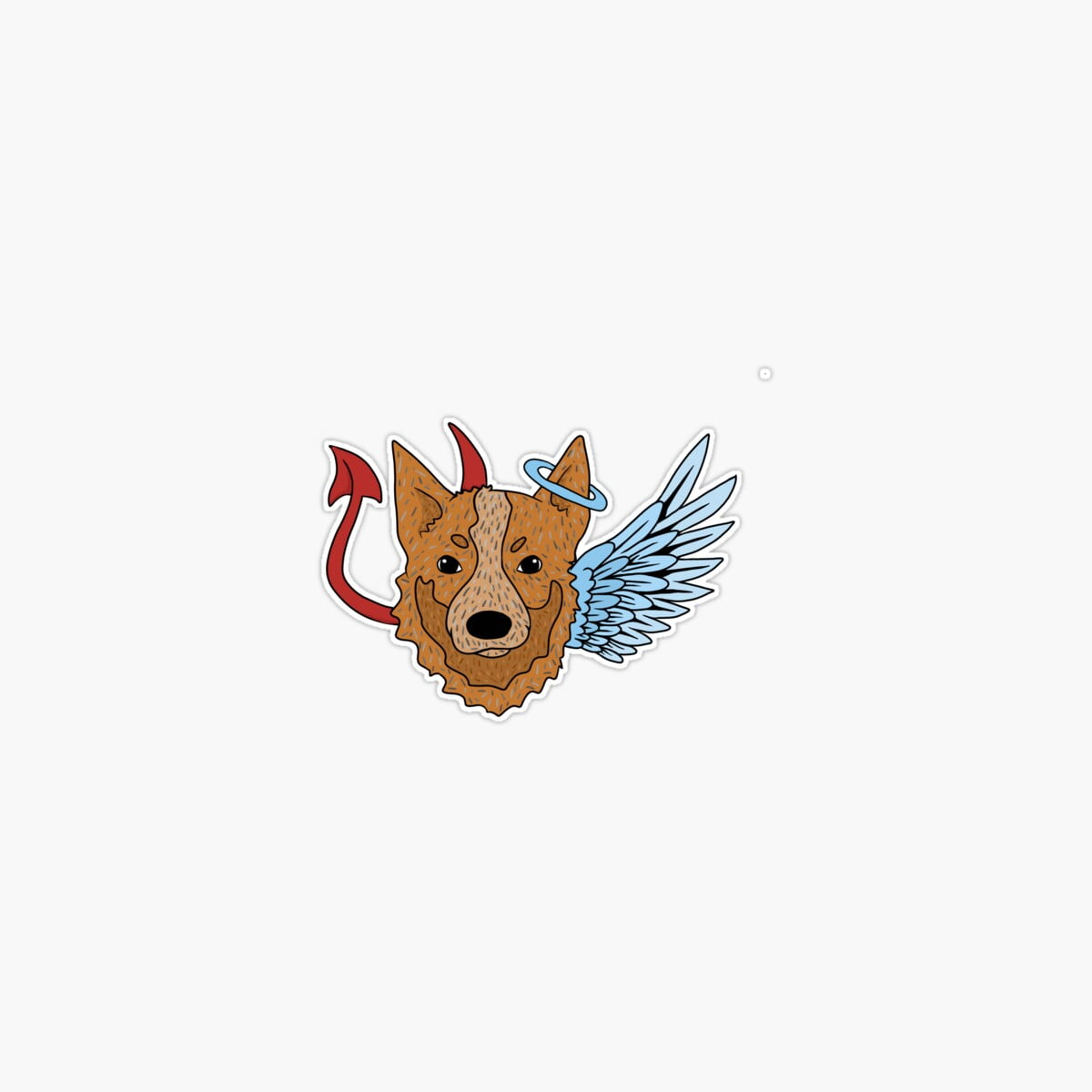 Onim 50% Angel, 50% Devil Red Heeler Sticker, Phone Decal Water Bottle ...