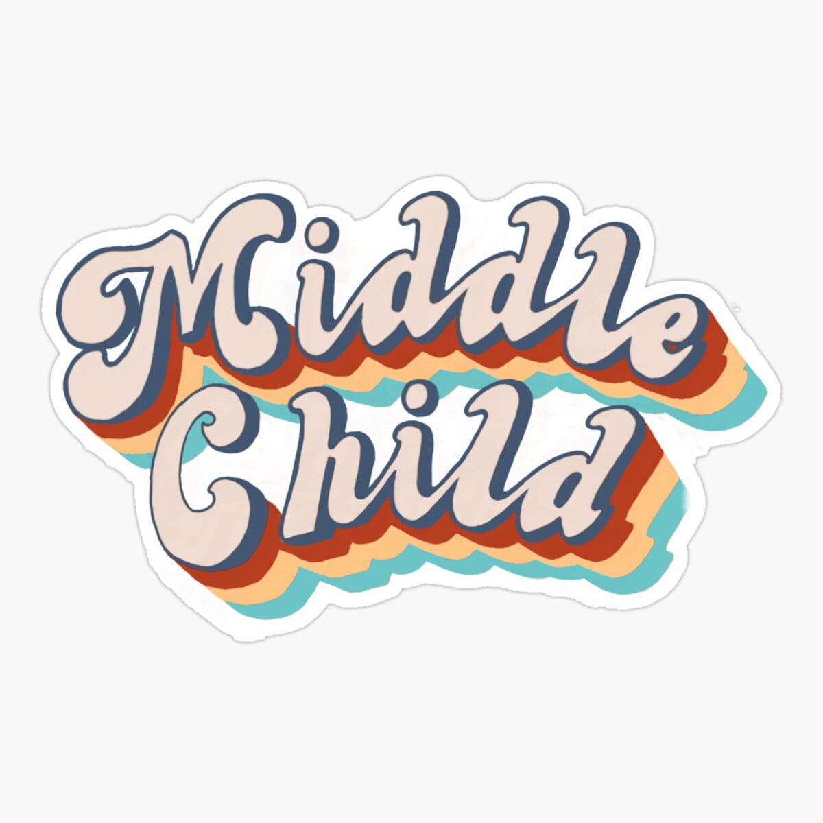 Onim 70’S Font Middle Child Sticker, Phone Decal Water Bottle Stickers ...