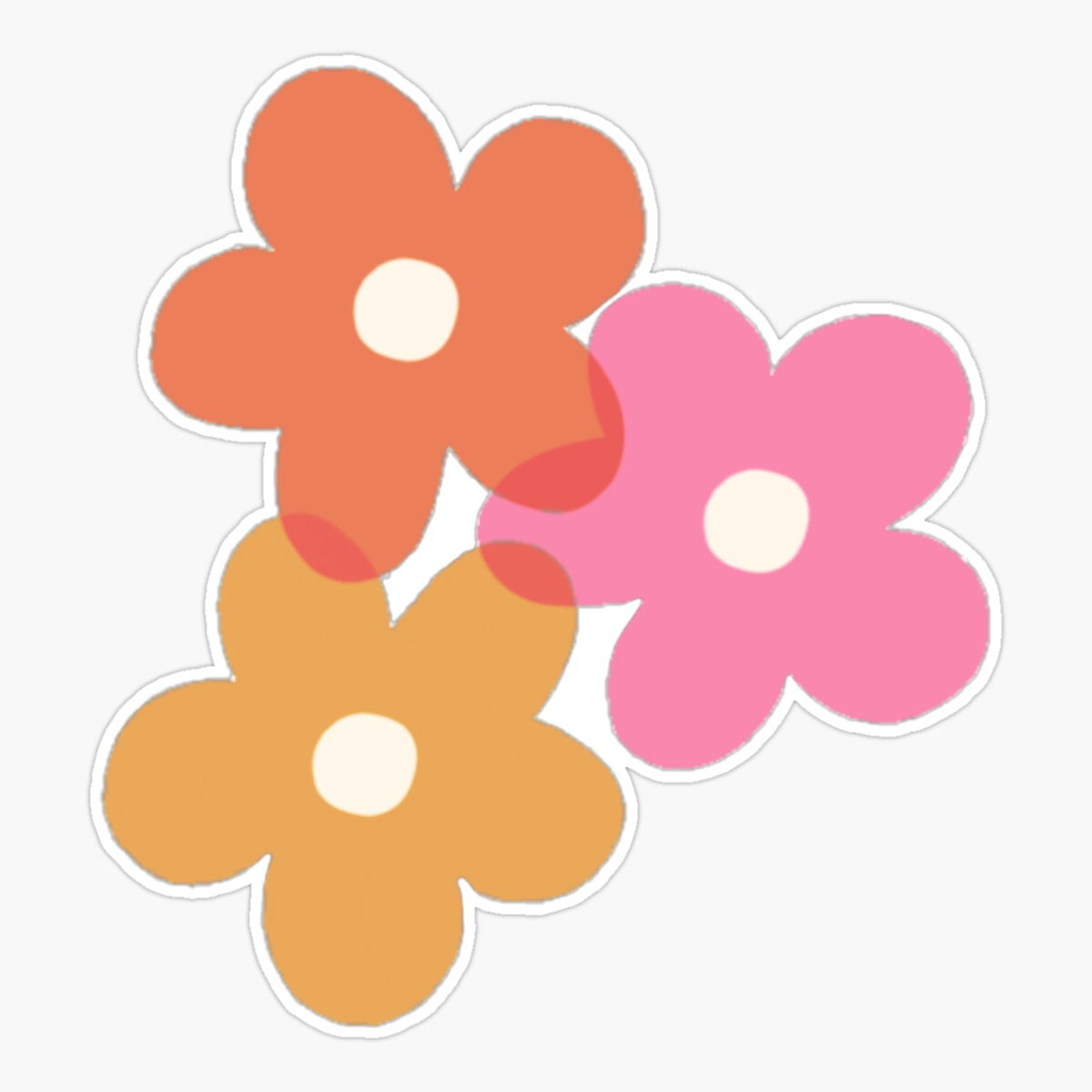 Onim 80'S Flower Power Pastel Sticker, Phone Decal Water Bottle ...