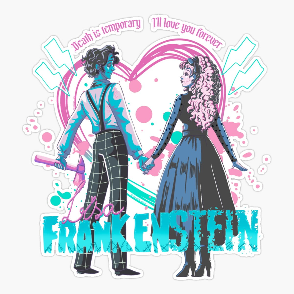 Onim 80S Aesthetic- Lisa Frankenstein Sticker, Phone Decal Water Bottle ...
