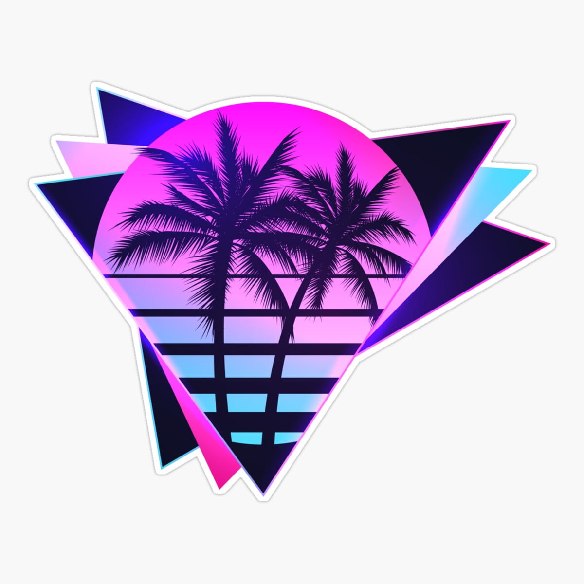 Onim 80S Retro Miami Neon Vaporwave Aesthetic Sunset Sticker, Phone ...