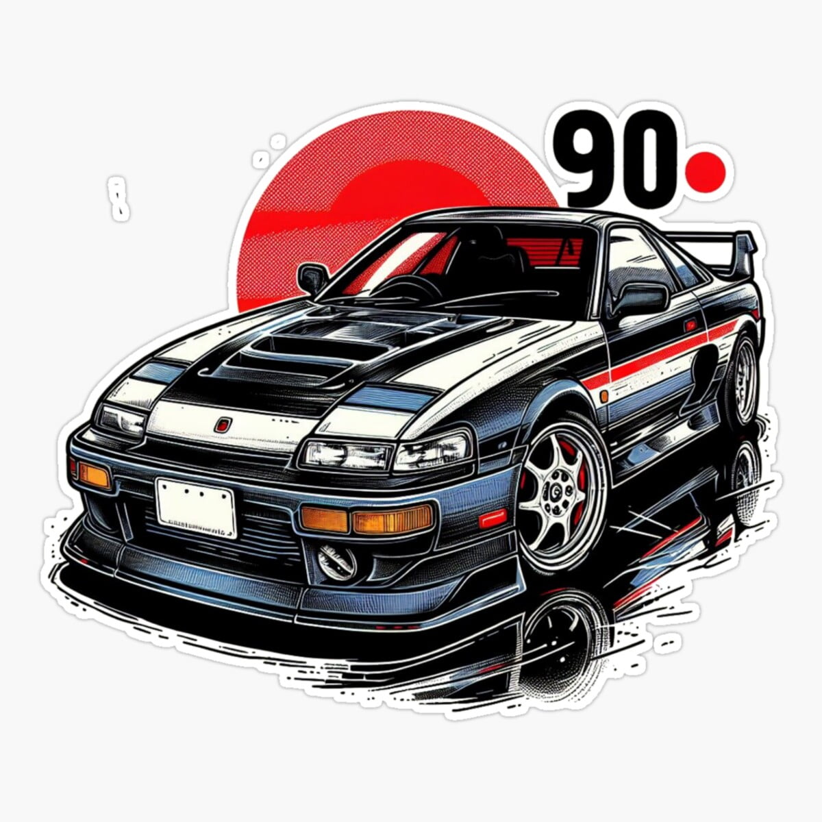 Onim 90S Japanese Race Car Rising Sun Sticker, Phone Decal Water Bottle ...