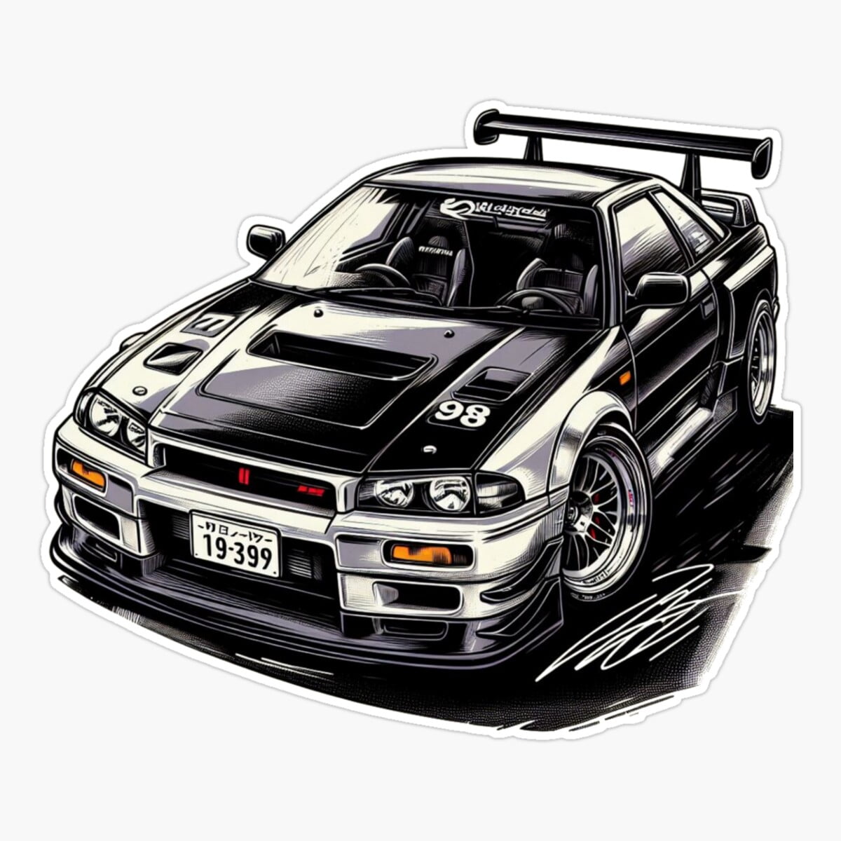 Onim 90S Jdm Race Car Graphic Sticker, Phone Decal Water Bottle ...