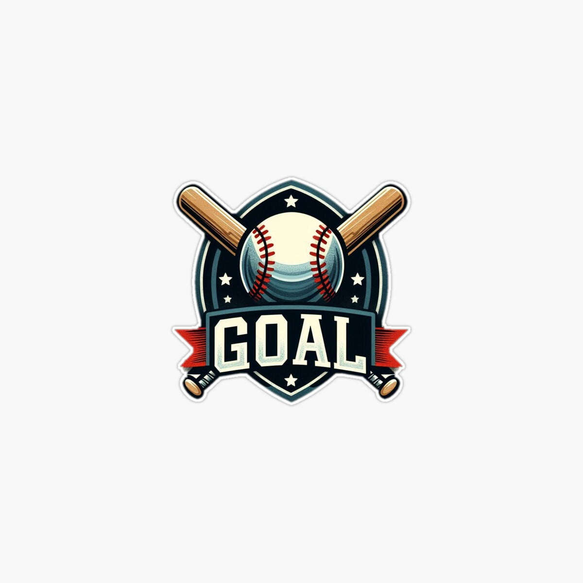 Onim A Badge With A Baseball And Bat W Goal Sticker, Phone Decal Water ...