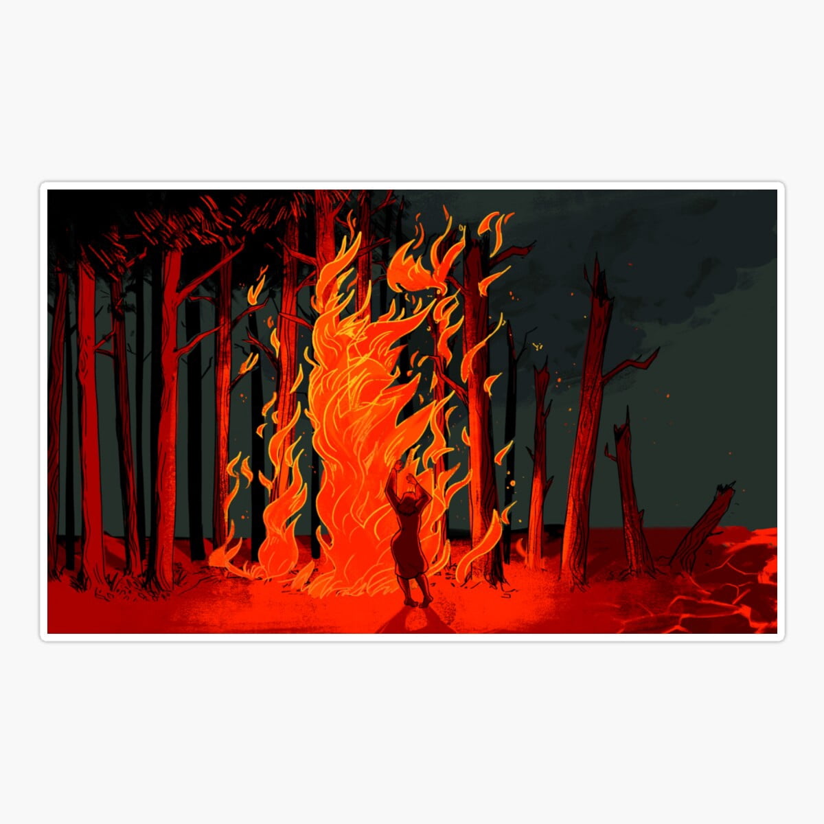 Onim A Burning Forest Sticker, Phone Decal Water Bottle Stickers Car ...