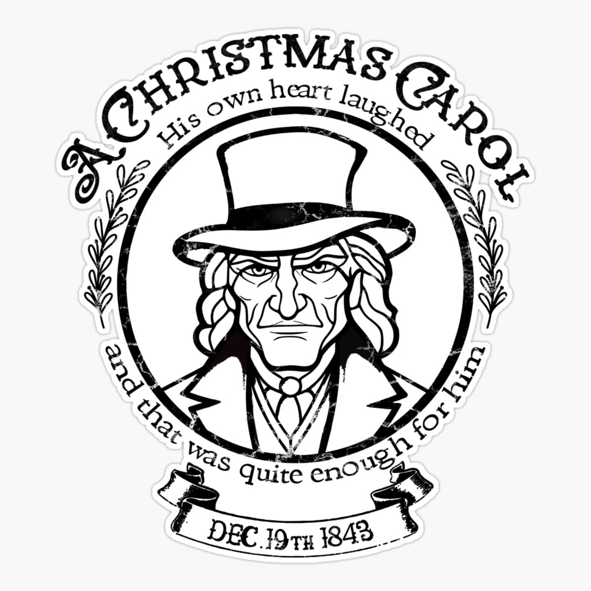 Onim A Christmas Carol Vintage Design Sticker, Phone Decal Water Bottle ...