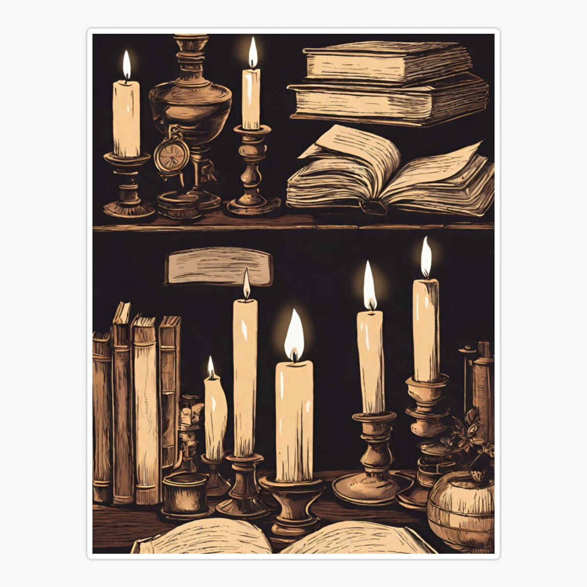 Onim A Dark Academia Library Sticker, Phone Decal Water Bottle Stickers ...